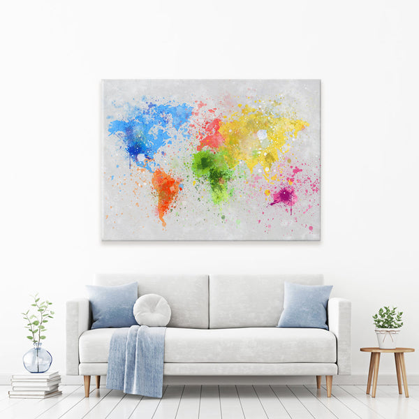 World Map Paint Splash Canvas Print – artprintshop.com